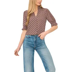 CECE DUPRAZ Ruffle Neck Button Front Shirt - Hazel