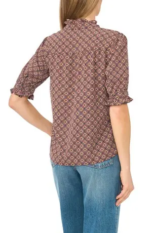 CECE DUPRAZ Ruffle Neck Button Front Shirt