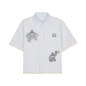 BRAIN DEAD X Coach Striped Camp Shirt Stripe - Blue