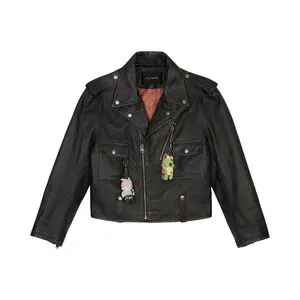 BRAIN DEAD X Coach Leather Biker Jacket - Black
