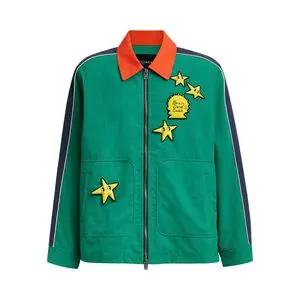 BRAIN DEAD X Coach Nylon Racer Jacket - Green