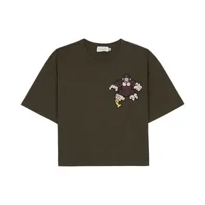 BRAIN DEAD X Coach Cropped Football T-shirt 'dark - Grey