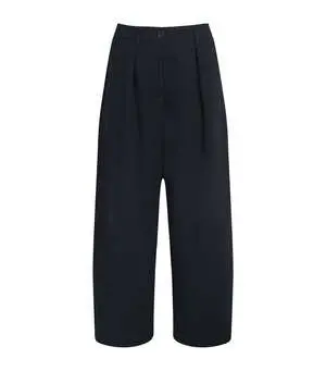 ME+EM Cotton Barrel-leg Trousers - Navy