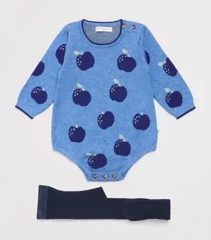 THE BONNIE MOB X Collégien Organic Cotton Jacquard Knit Bodysuit And Ribbed Tights Set