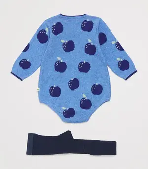 THE BONNIE MOB X Collégien Organic Cotton Jacquard Knit Bodysuit And Ribbed Tights Set