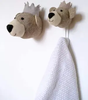 FIONA WALKER Mini Organic Wool Bear Head Decoration