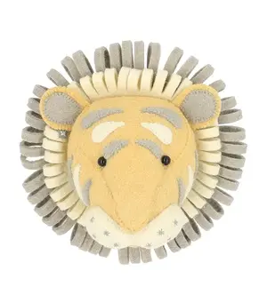 FIONA WALKER Mini Organic Wool Tiger Head Decoration - Yellow