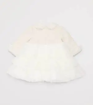 BIMBALO Tweed And Tulle Dress With Pearl Embellishments