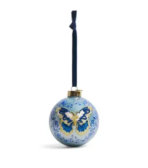 Harrods Toile Butterfly-embellished Bauble - Blue