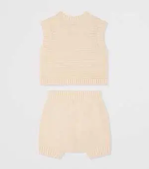 Bonpoint Cotton Sweater Vest And Bloomers Set
