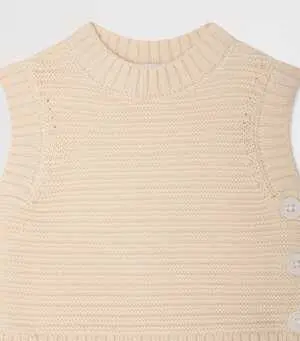 Bonpoint Cotton Sweater Vest And Bloomers Set