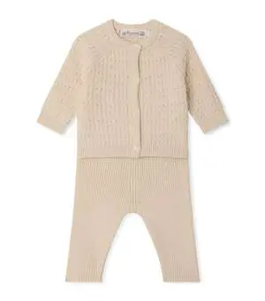 Bonpoint Cotton Cardigan And Trousers Set - Ivory