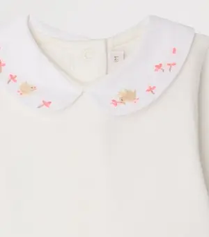 Bonpoint Organic Cotton Embroidered Cygne Bodysuit