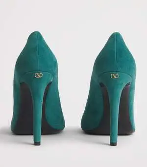 Valentino Garavani Suede Open-toe Pumps - Green