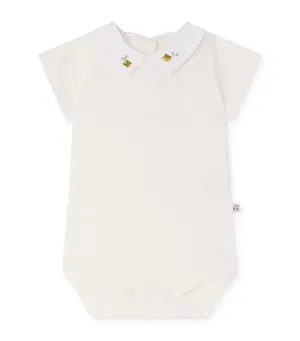 Bonpoint Cotton Embroidered Julliet Bodysuit - White