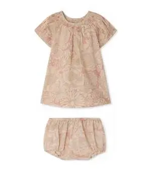 Bonpoint Cotton Floral Print Dress And Bloomers Set - Pink
