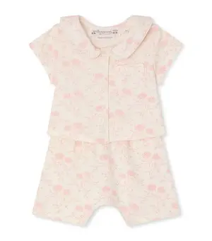 Bonpoint Cotton Floral Top And Trousers Set - Pink