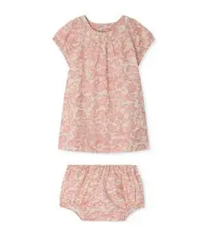 Bonpoint Cotton Floral Print Dress And Bloomers Set - Pink