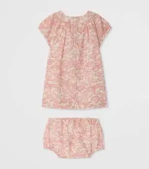 Bonpoint Cotton Floral Print Dress And Bloomers Set