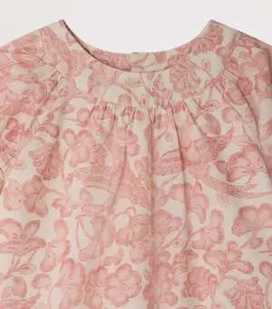 Bonpoint Cotton Floral Print Dress And Bloomers Set