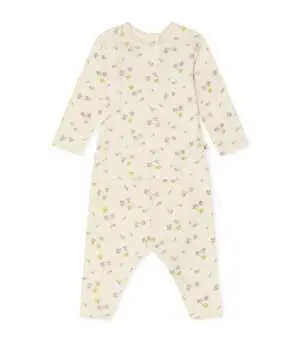 Bonpoint Cotton Floral Top And Trousers Set - Purple