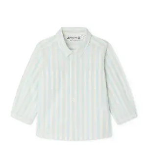 Bonpoint Cotton Stripe Lawson Shirt - Turquoise
