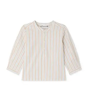 Bonpoint Cotton Stripe Shirt - Blue