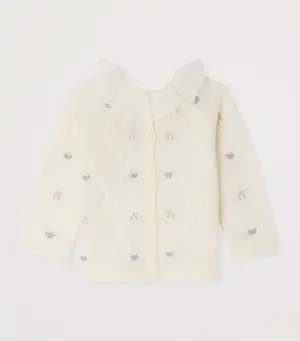 Bonpoint Embroidered Frill-collar Cardigan