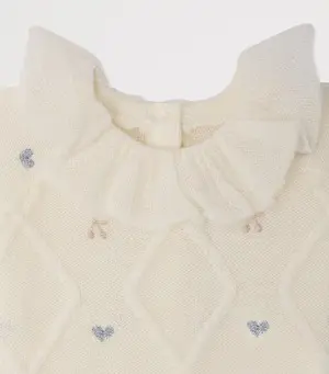Bonpoint Embroidered Frill-collar Cardigan