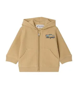 Bonpoint Cotton Embroidered Hoodie - Beige