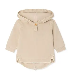Bonpoint Cotton Longline Hoodie - Beige
