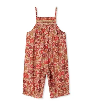 Bonpoint Cotton Floral Print Jumpsuit - Pink