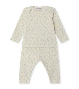 Bonpoint Cotton Boat Top And Leggings Set - Blue