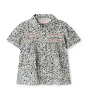 Bonpoint Floral Short-sleeve Blouse - Navy