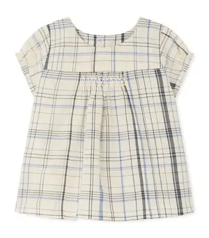 Bonpoint Cotton Check Blouse - Blue
