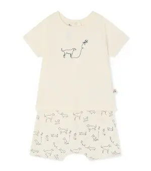 Bonpoint Cotton Printed Top And Shorts Set - Navy