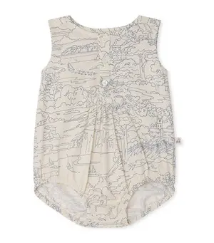 Bonpoint Cotton Printed Bodysuit - Navy