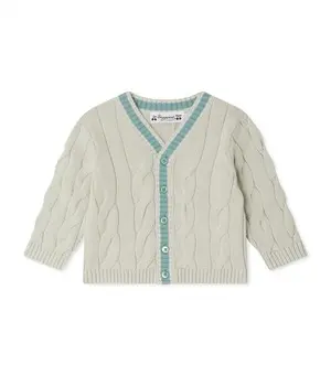 Bonpoint Cotton Cable-knit Cardigan - Blue