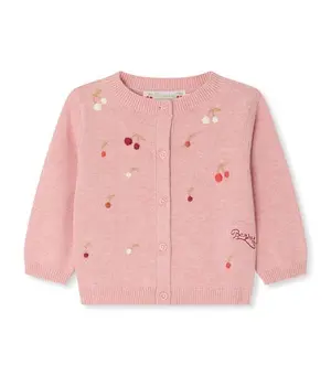 Bonpoint Cotton Claudi Cardigan - Pink