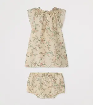 Bonpoint Silk Floral Print Dress And Bloomers Set