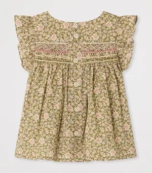 Bonpoint Cotton Floral Frill-detail Blouse