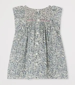 Bonpoint Cotton Floral Print Smocked Dress