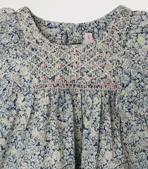 Bonpoint Cotton Floral Print Smocked Dress