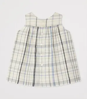 Bonpoint Cotton Check Print Sleeveless Dress