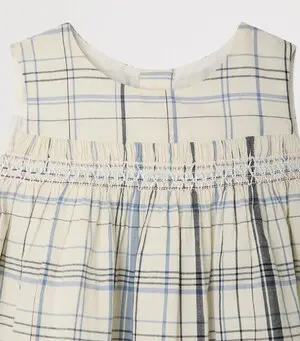 Bonpoint Cotton Check Print Sleeveless Dress