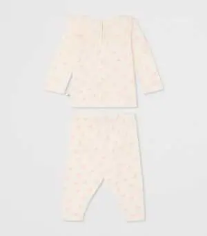 Bonpoint Cotton Ruffled-collar Top And Trousers Set