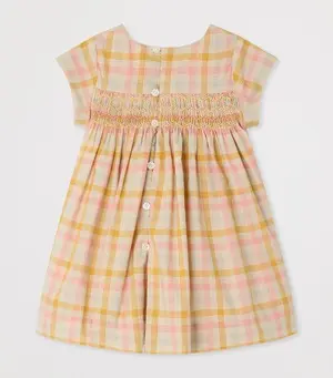 Bonpoint Cotton Check-print Smocked Dress
