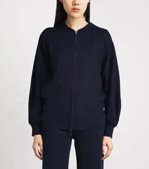Max Mara Knitted Full Zip Hoodie - Blue