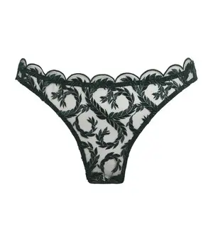 COCO DE MER Lace Arletta Open Briefs - Green