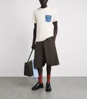 Moncler Cotton Denim-pocket T-shirt